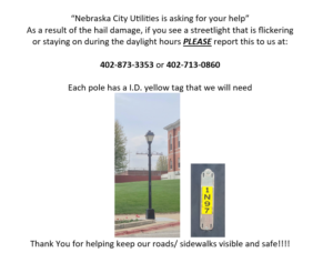 DAMAGED STREET LIGHTS - Nebraska City Utilities